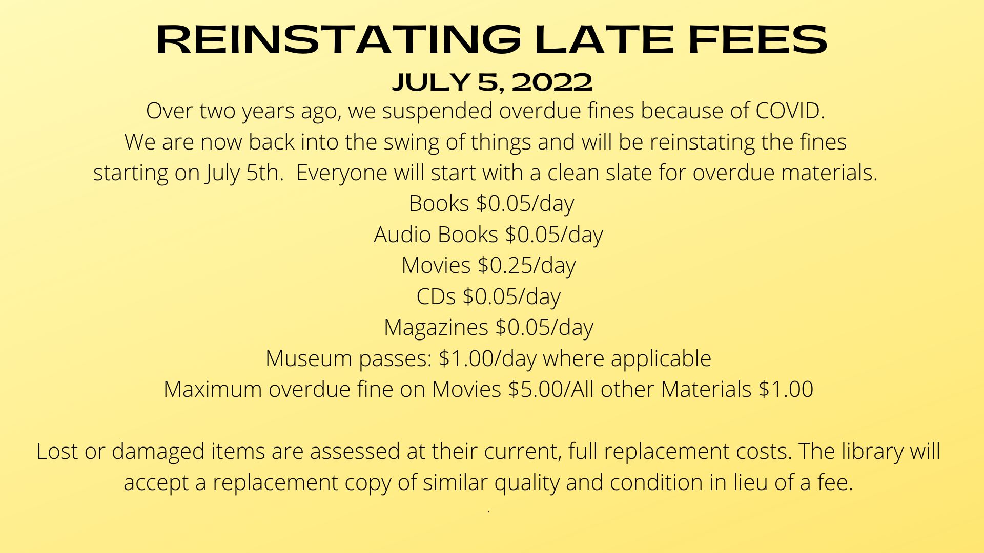Reinstating Late Fees | Plainfield Public Libraries
